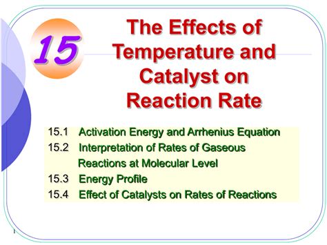 Effects Of Temperature And Catalyst On Reaction Rate