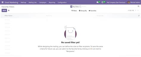 favorite filters in odoo 16 email marketing app odoo v16 community
