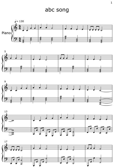 Abc Song Sheet Music For Piano
