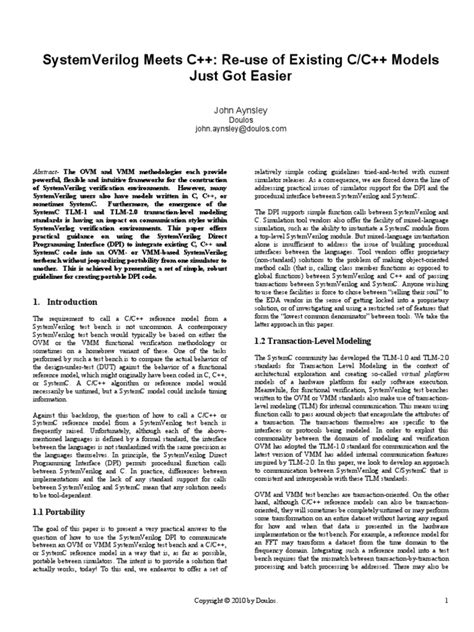 Systemverilog Meets C Pdf C Programming Language C