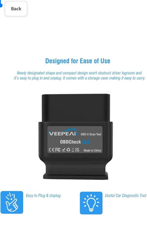 Veepeak Obdcheck Ble Bluetooth Obd Ii Scanner Auto Diagnostic Scan Tool For Ios And Android