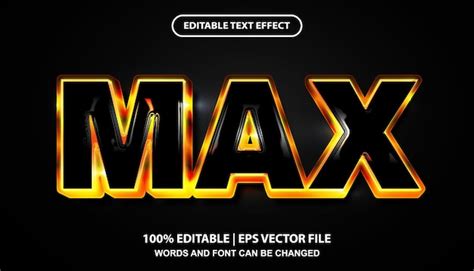 최대 편집 가능한 텍스트 효과 템플릿 금색 요소와 빛나는 검은색 철 효과가 있는 3d 글자 프리미엄 벡터