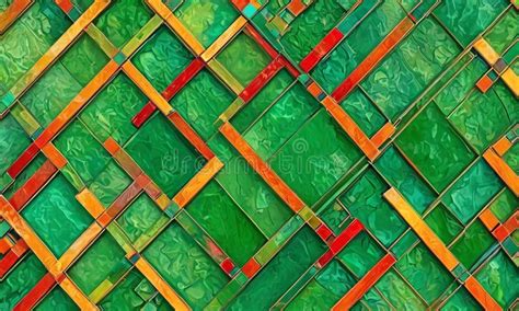 Vibrant Abstract Pattern Intersecting Diagonal Lines In Various Shades Green Orange And Red