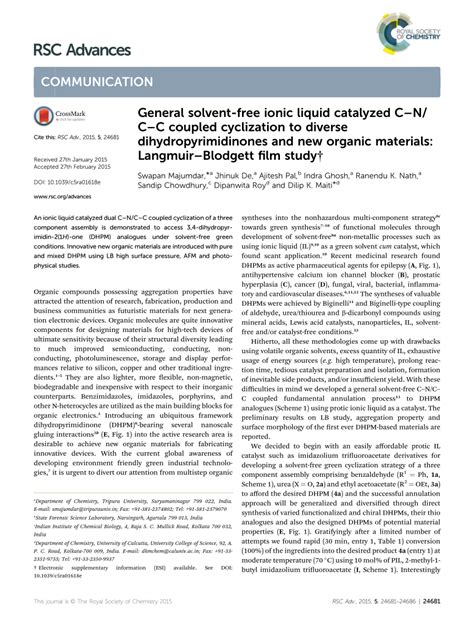 Pdf Cheminform Abstract General Solvent‐free Ionic Liquid Catalyzed C—nc—c Coupled