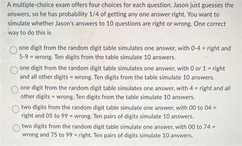 Solved A Multiple Choice Exam Offers Four Choices For Each