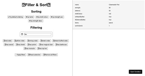 React Sort And Filter Example Codesandbox