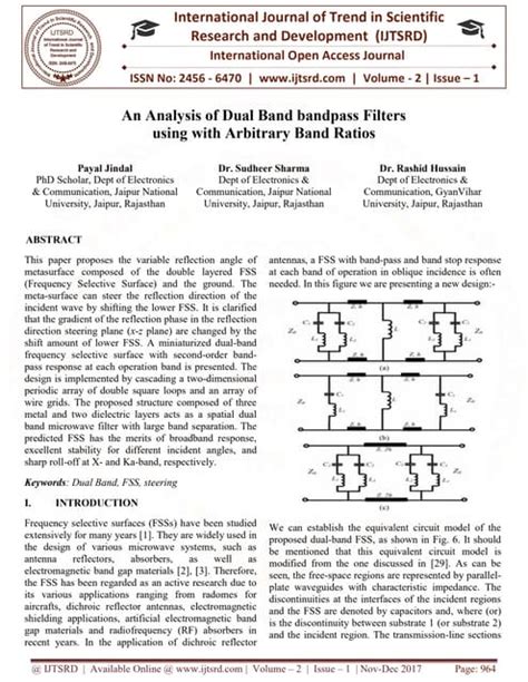 An Analysis Of Dual Band Bandpass Filters Using With Arbitrary Band Ratios Pdf