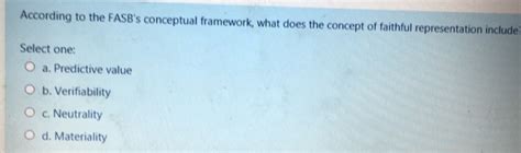 Solved According To The Fasbs Conceptual Framework What