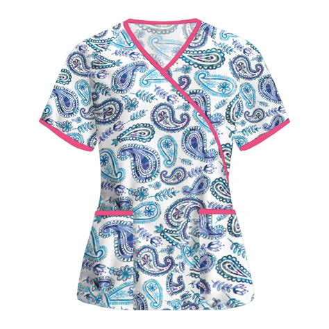 Women Nurse Uniform Short Sleeve Neck Tops Working Grandado