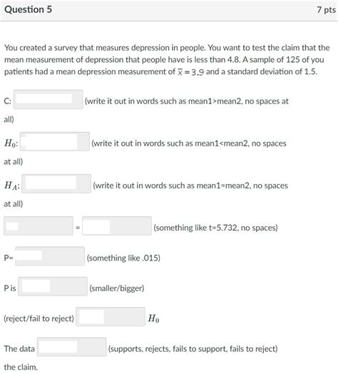 Solved Question Pts You Created A Survey That Measures Chegg Com