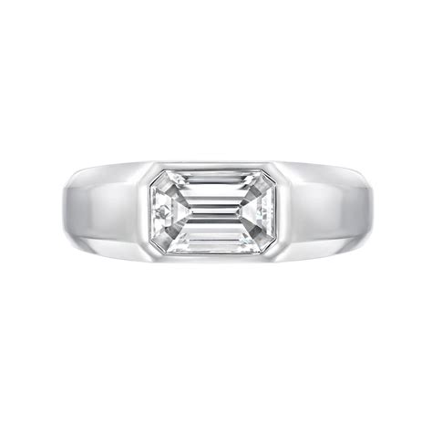 Diamond Ring Emerald Cut Unisex Gia Certified 159 Carat D Color If