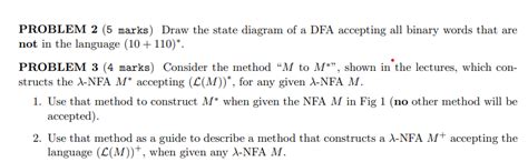 Solved PROBLEM Marks Draw The State Diagram Of A DFA Chegg Com