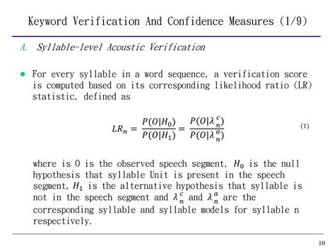Ppt Utterance Verification For Spontaneous Mandarin Speech Keyword
