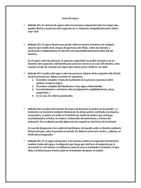 Leyes De Seguro Pdf Póliza De Seguros Seguro