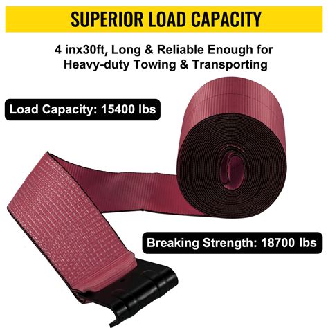 Vevor Truck Straps 4 X30 Winch Straps With A Flat Hook Flatbed Tie