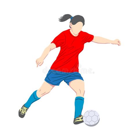 Football Soccer Player Girl With Ball In Action Stock Vector