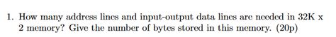 Solved 1 How Many Address Lines And Input Output Data Lines