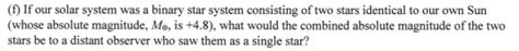 Solved F If Our Solar System Was A Binary Star System Chegg