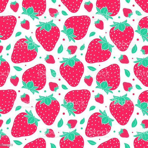 딸기와 매끄러운 패턴 베리와 간단한 색상 여름 패턴 플랫 요소는 격리됩니다 투명한 배경 주방 액세서리 의류 및 식품 포장의 디자인을 위해 0명에 대한 스톡 벡터 아트 및