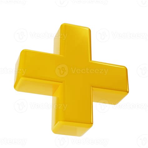 Realistic 3d Yellow Golden Plus Add Sign Icon Decorative Arithmetic