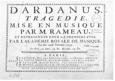 Rameau Jean Philippe Dardanus Rct 35 Score