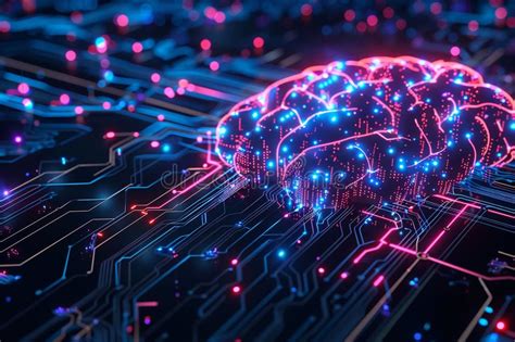 An Abstract Representation of Artificial Intelligence, with Neural Networks, Glowing Data ...