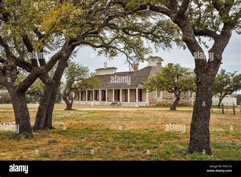Hospital Building Live Oak Trees Fort Mckavett State Historic Site In
