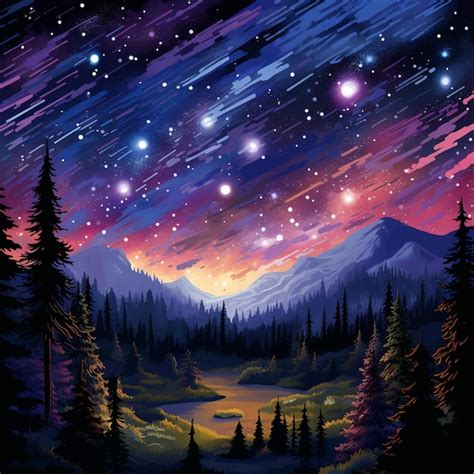 Premium Ai Image Mesmerizing Meteor Shower In Fantasy Setting