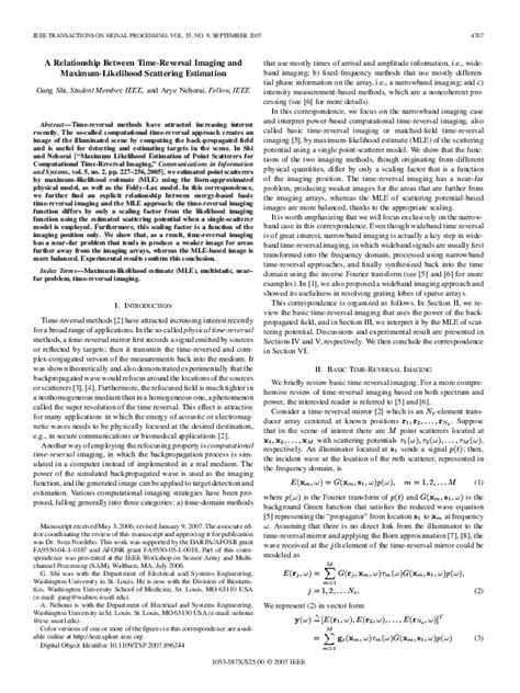 Pdf A Relationship Between Time Reversal Imaging And Maximum
