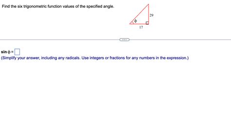 Solved Find The Six Trigonometric Function Values Of The