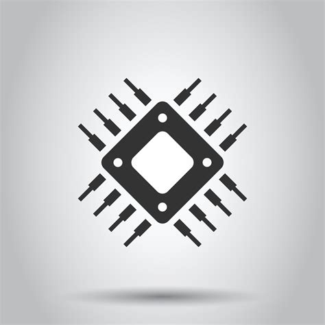 Computer Cpu Icon In Flat Style Circuit Board Vector Illustration On White Isolated Background