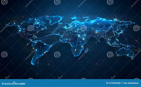Digital World Map Interconnected Data Flow And Global Networks