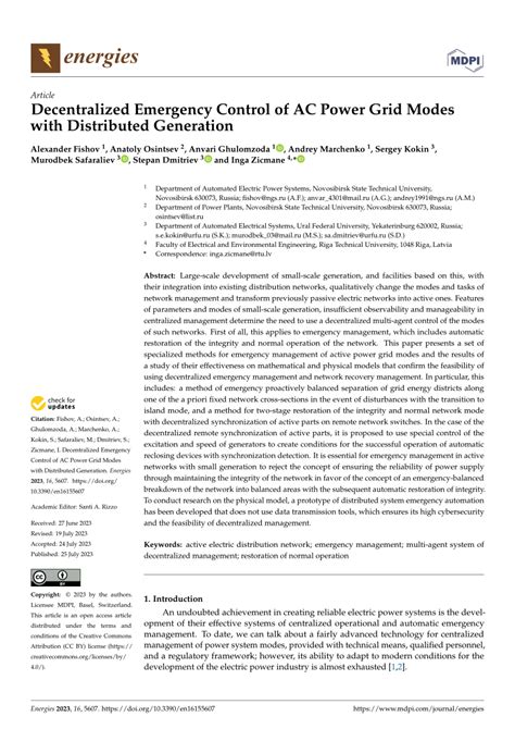 pdf decentralized emergency control of ac power grid modes with