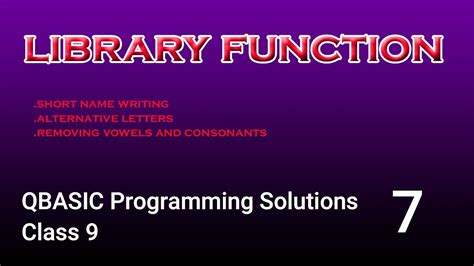 qbasic programming solutions 7 class 9 short name writing