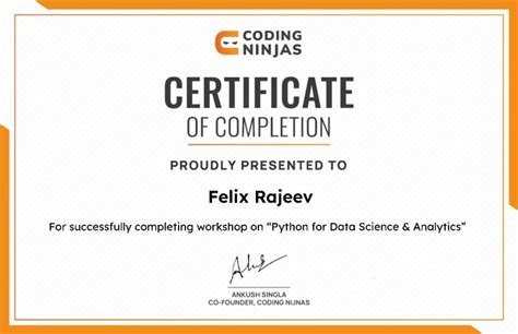 completed python for data science and analytics course felix rajeev