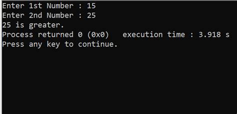 C Program To Find Greater Number Using Ternary Operator Programming