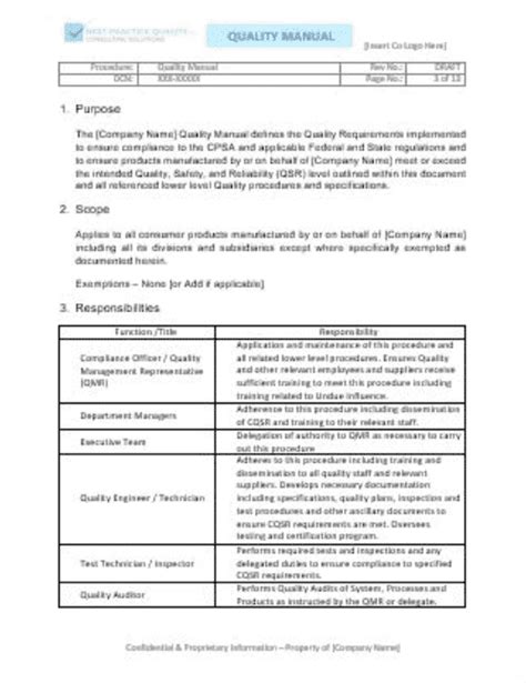 Best Practice Compliance Manual Template Best Practice Quality