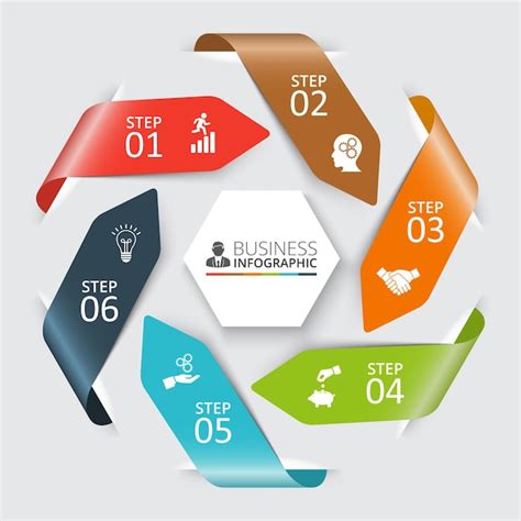인포 그래픽에 대한 벡터 화살표입니다 사이클 다이어그램 그래프 프레젠테이션 및 원형 차트용 템플릿입니다 6가지 옵션 부품 단계 또는 프로세스가 있는 비즈니스 개념