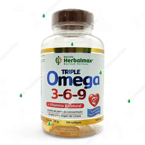 Triple Omega 3 6 9 Herbalmax 100 Cápsulas Blandas Salud
