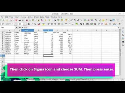 How To Do AUTOSUM In LibreOffice Calc YouTube