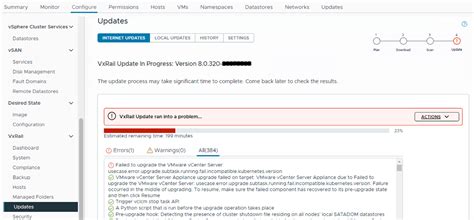 Vxrail Lcm Failed At Vcenter Upgrade Due To Incompatible Tanzu Version Dell Us