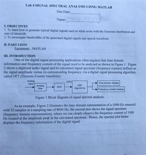 solved lab 4 signal spectral analysis uisng matlab due date