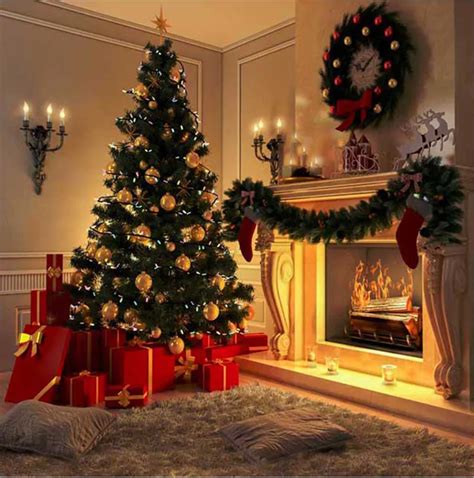Indoor Fireplace Garland Merry Xmas Backdrop Printed T Boxes