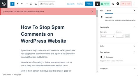 How To Solve ‘updating Failed The Response Is Not A Valid Json Response Error