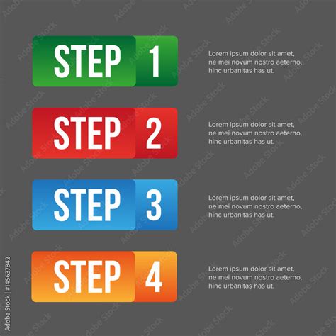 One Two Three Four Step Stock Vector Adobe Stock