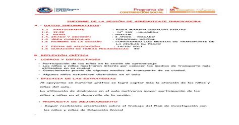 INFORME DE LA SESIÓN DE APRENDIZAJE · PDF fileINFORME DE LA SESIÓN DE ...