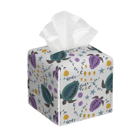 Goofa Turtle Tissue Box Cover Pvc Leather Tissue Holder Square Facial