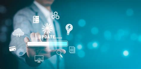 Premium Photo Businessman Hand Touch Bar Of Update Software Computer Program Upgrade Business