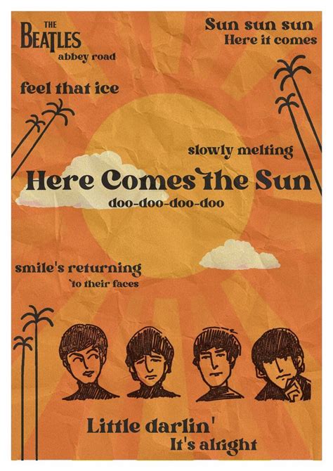 Here Comes The Sun The Beatles Beatles Poster Music Poster Design