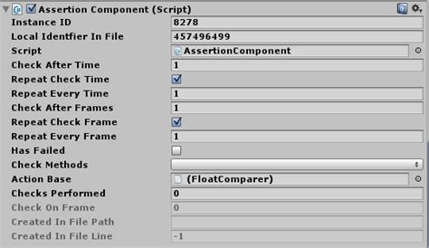 unity unit test tools missing fields in assertion component stack